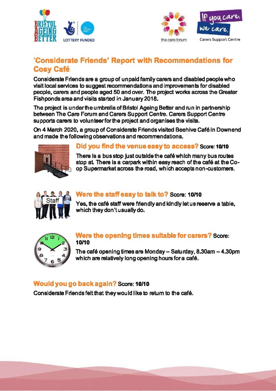 'Considerate Friends' Report with Recommendations for Cosy Cafe - March ...